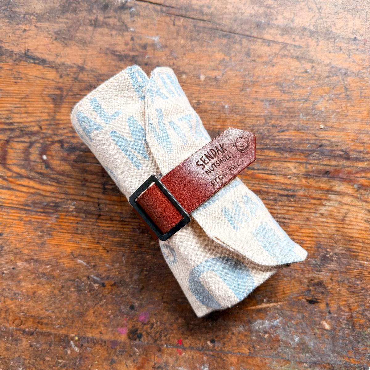 Sendak Nutshell Artist Roll with Vintage Feedsack: Blue Letters – Peg ...