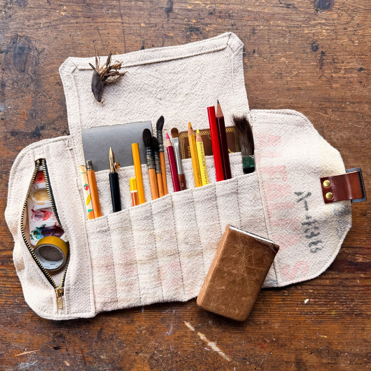 Sendak Mini Artist Roll with Vintage Feedsack: Bull – Peg and Awl