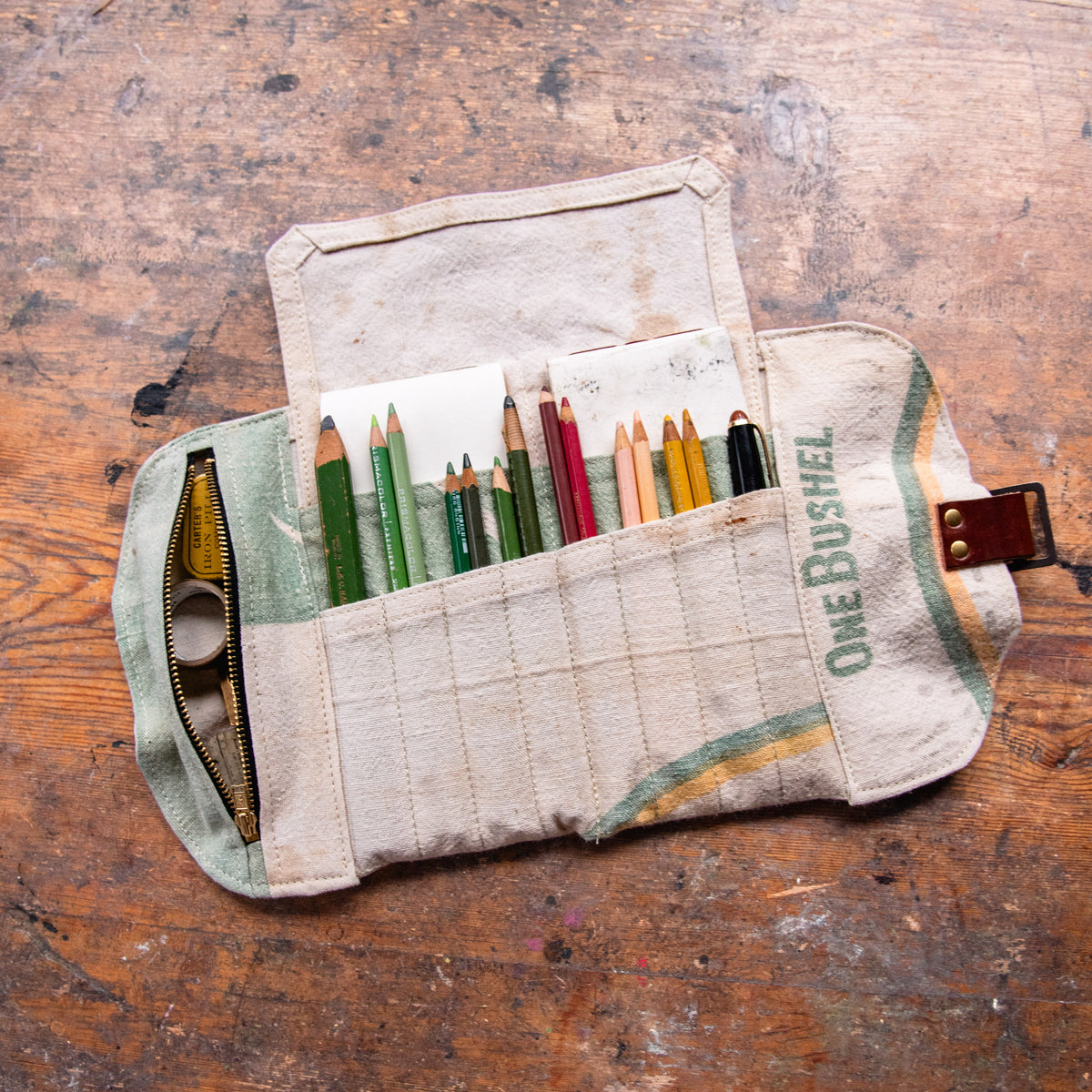 Sendak Mini Artist Roll with Vintage Feedsack: Hardy – Peg and Awl