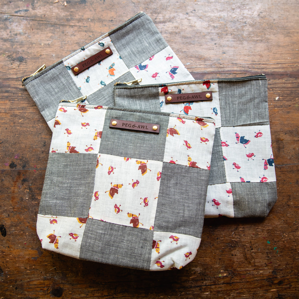 Custom Pouch with Early 1900s Quilt Block: James – Peg and Awl