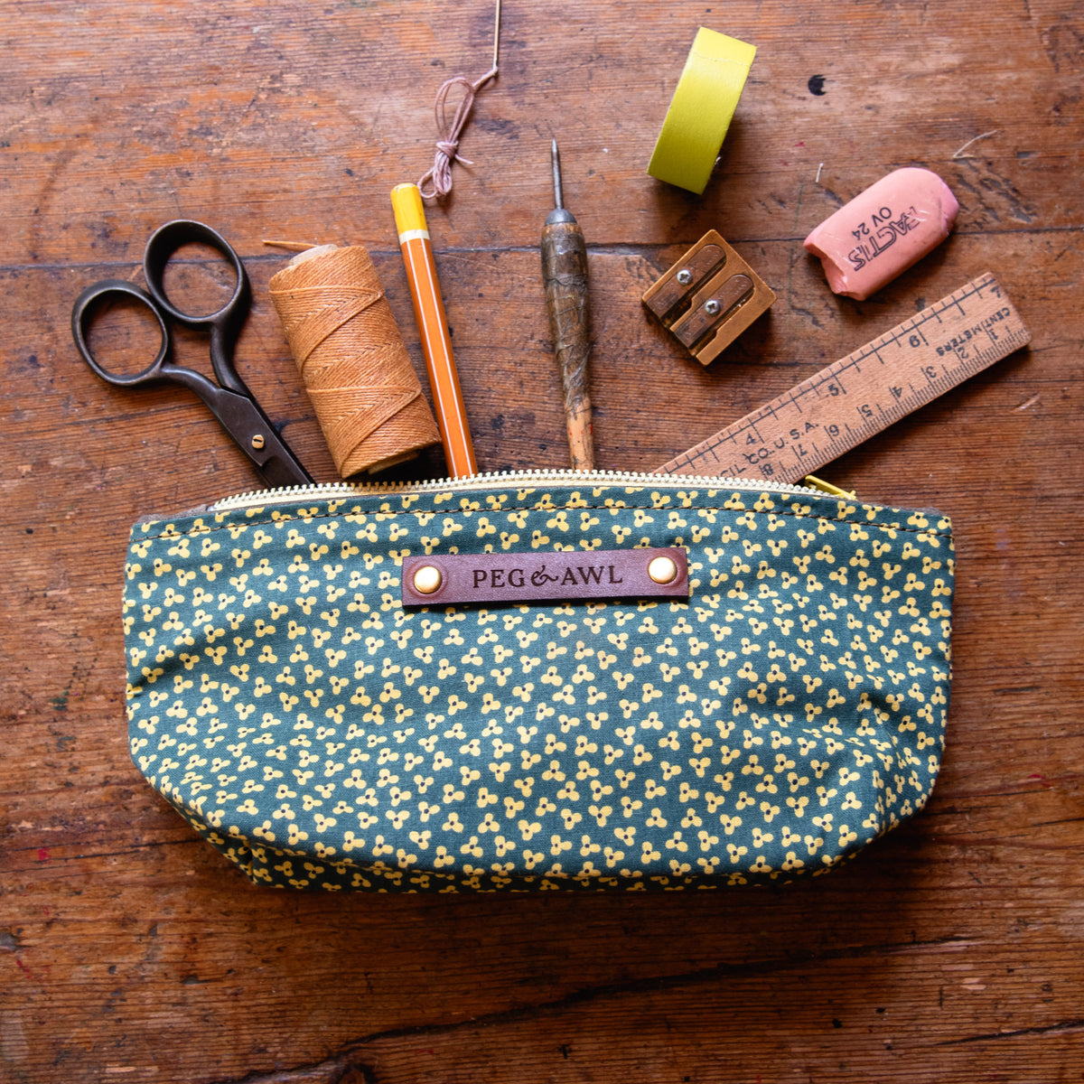 Essentials Pouch with Mid-Century Cotton: Suzan – Peg and Awl