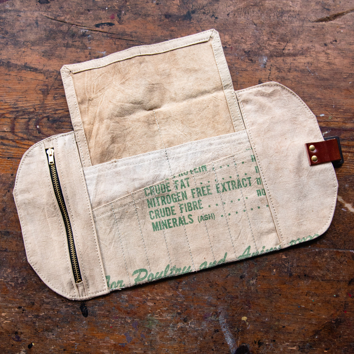 Sendak Mini Artist Roll with Vintage Feedsack: Wheat – Peg and Awl