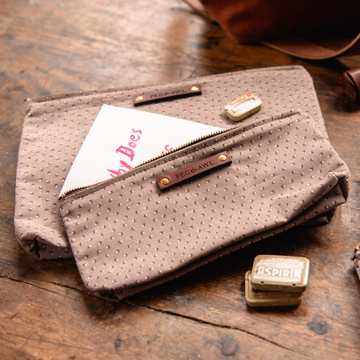 Scholar Pouch with Mid-Century Dressmaker’s Fabric: Florence – Peg and Awl