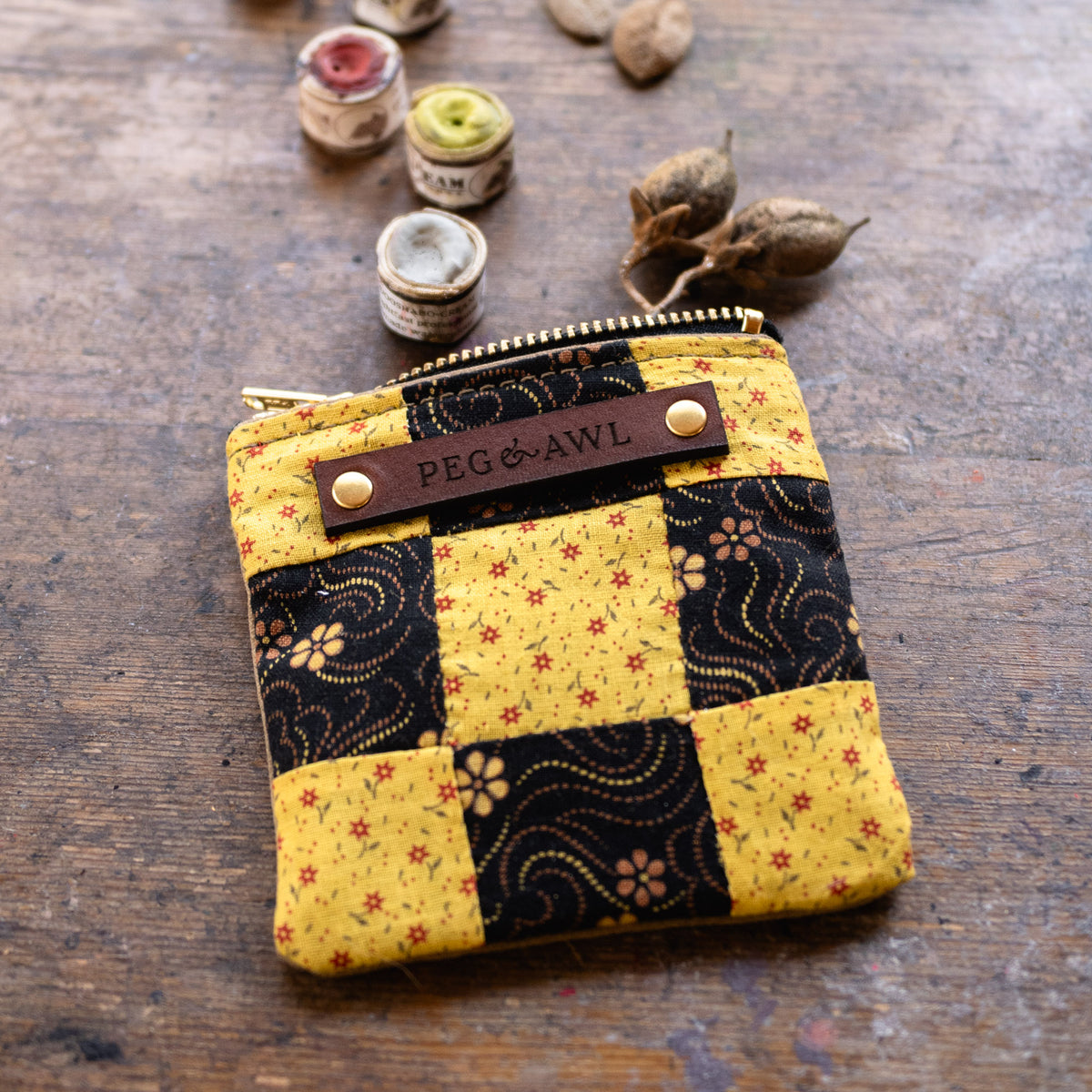 Custom Pouch with Antique Quilt Block: Nanette – Peg and Awl